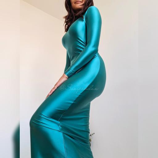 Charis Turquoise Glossy Bodycon Dress – Satinylust